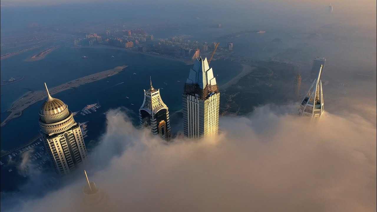 Dubai Marina above the clouds | Aerial Footage 4K | Awesome Emirati ...