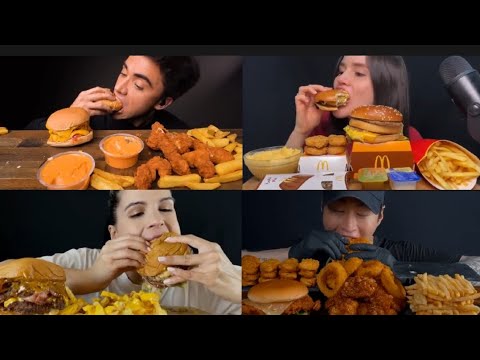 ASMR MUKBANG asmr eating fast food compilation 2x 🍔🍟 - YouTube