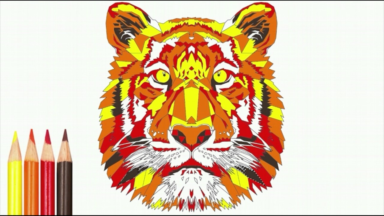 How to color a tiger with 4 colors! Dailydunners Coloring Book - Animal ...