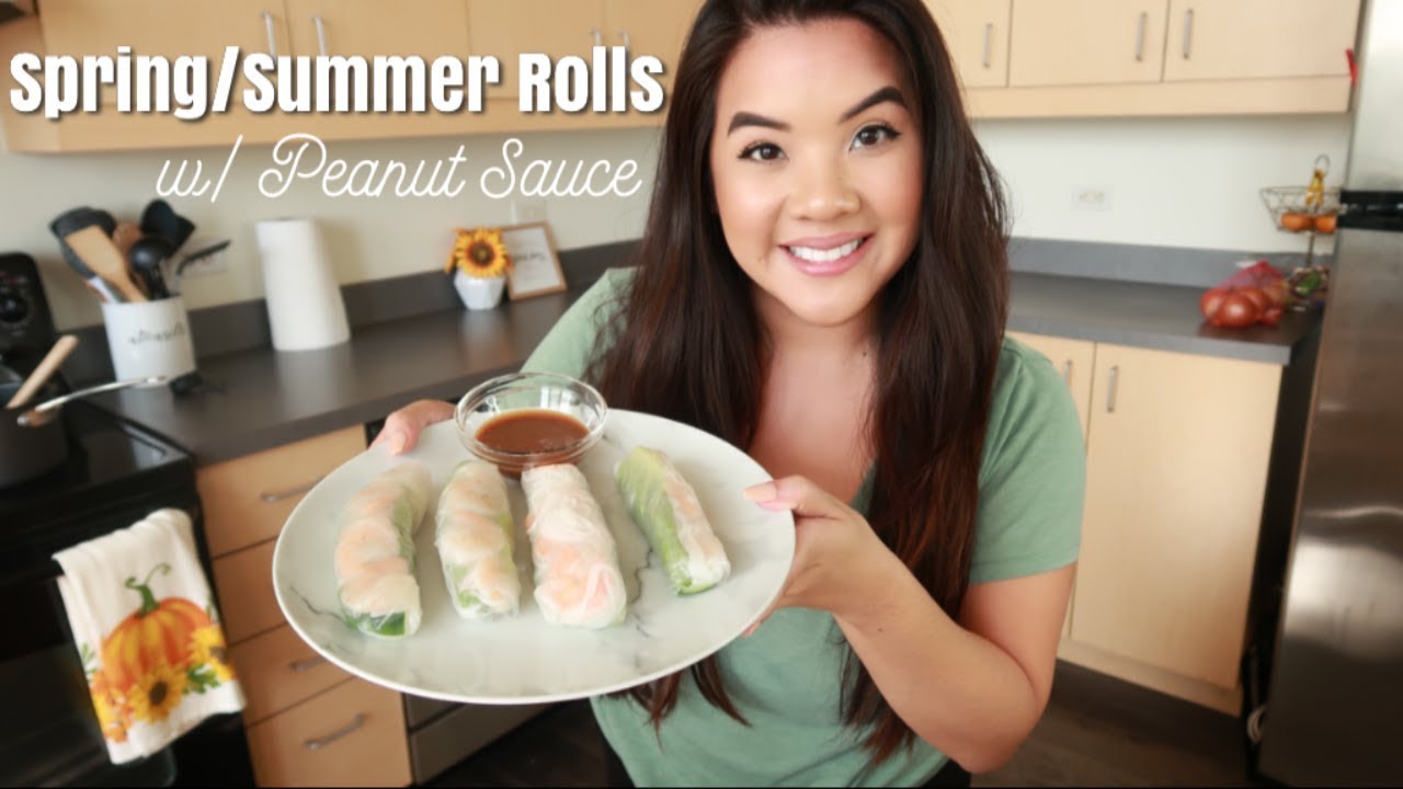 Cook with Me: Spring/Summer Rolls w/ Peanut Sauce | Jerlyn Phan - YouTube