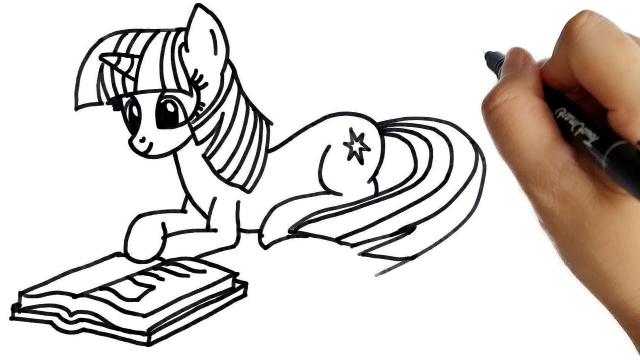 🌈 How to Draw cute Twilight Sparkle Reading a Book ️My Little Pony 💕 ...