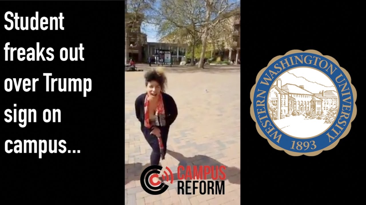 Student freaks out over Trump sign on campus - YouTube