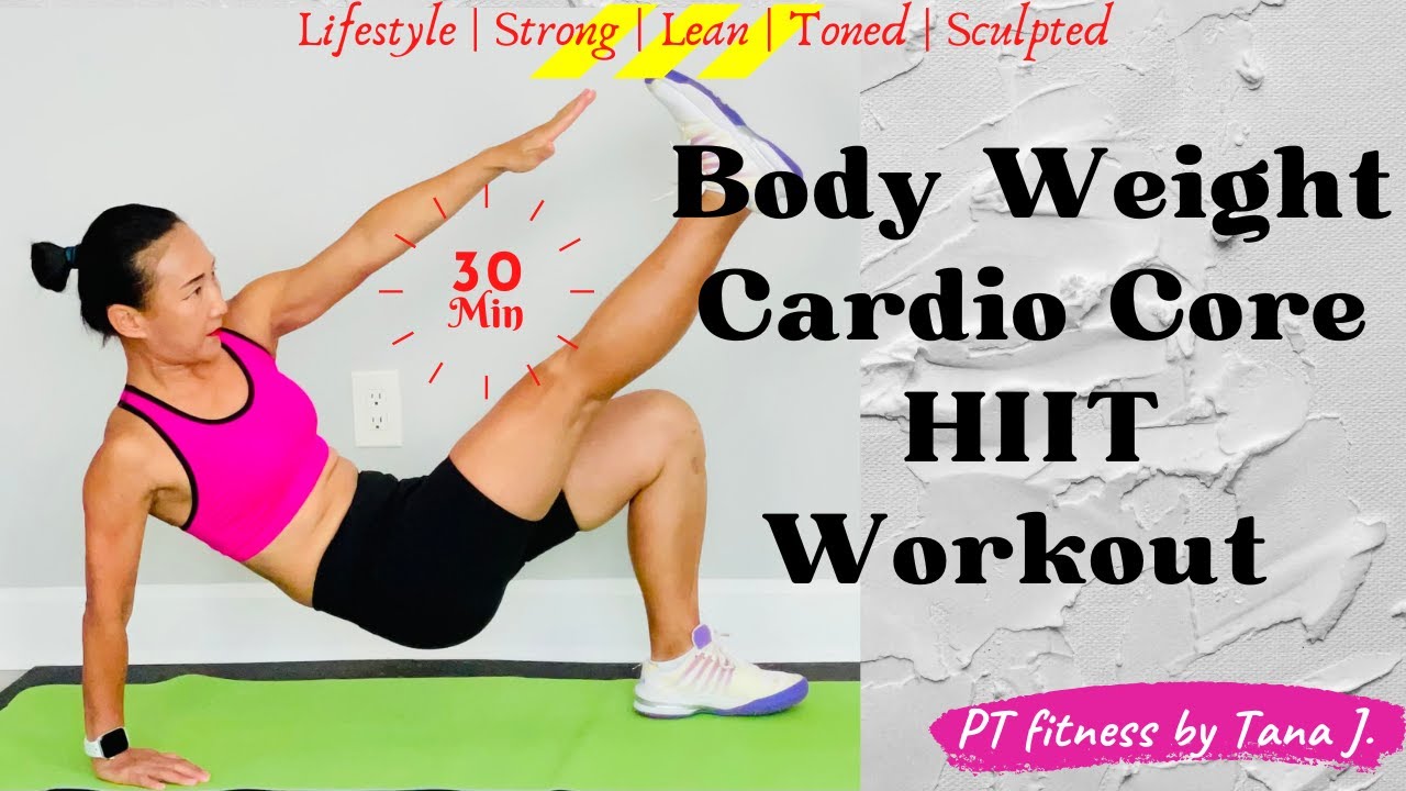 30 Minutes Bodyweight (No Equipment) Cardio Core HIIT Workout at Home ...