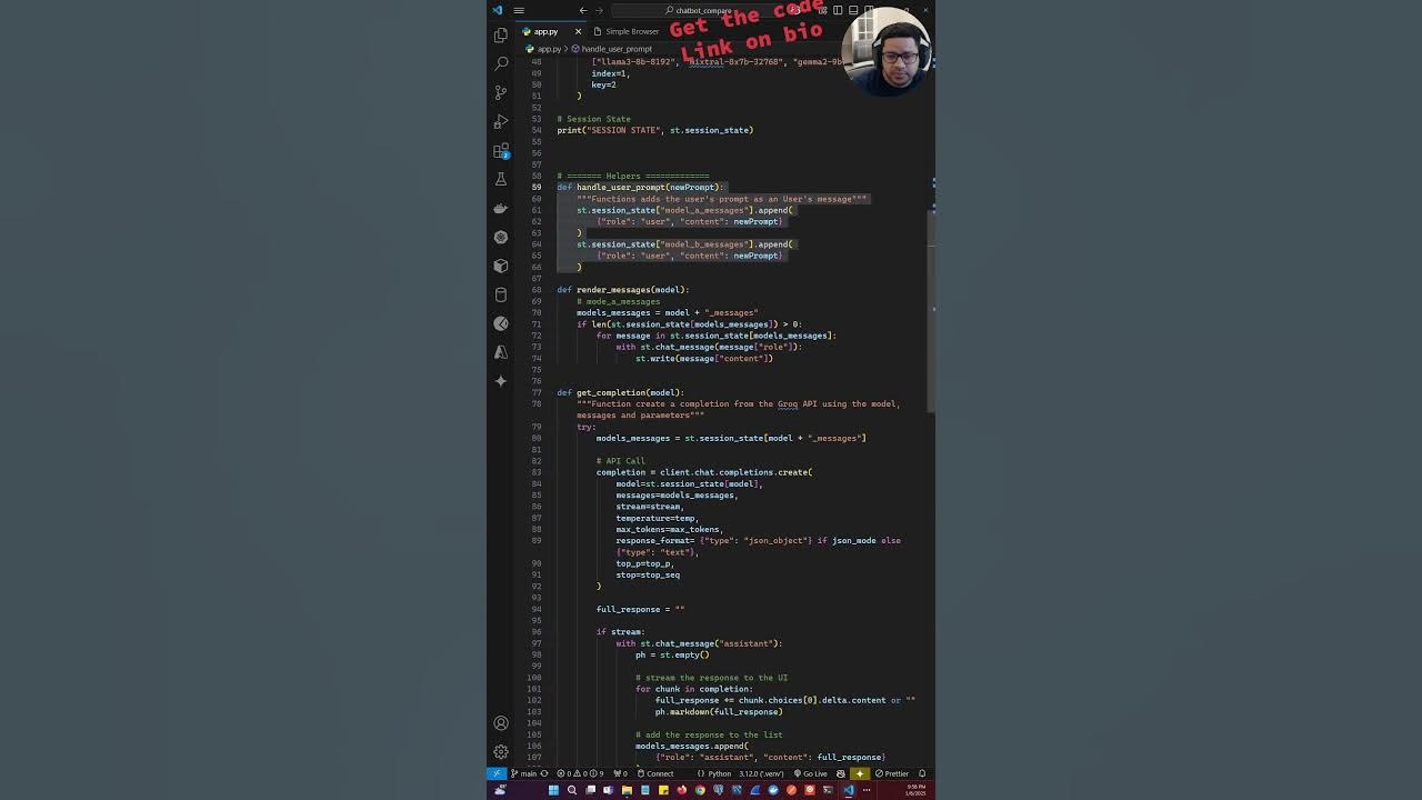 Code walkthrough for the AI model comparing playground app 🤖 #ai #coding #programming #chatgpt ...