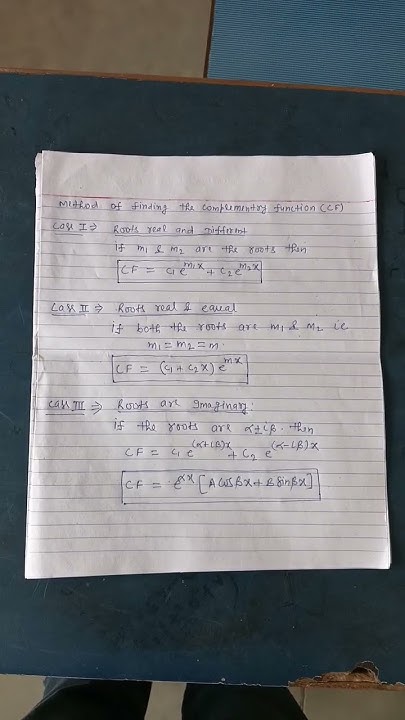 Method of finding the complementary function in differential equations - YouTube