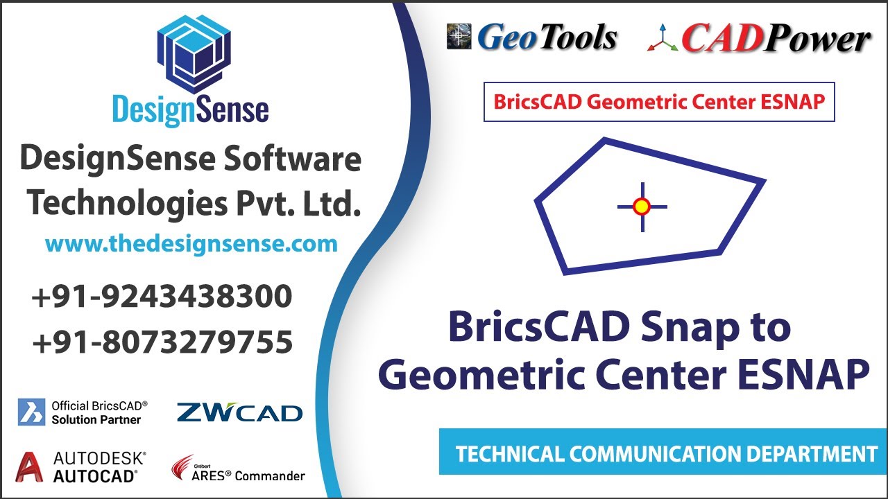 BricsCAD Tutorials: BricsCAD Snap to Geometric Center ESNAP | DesignSense Software Technologies ...