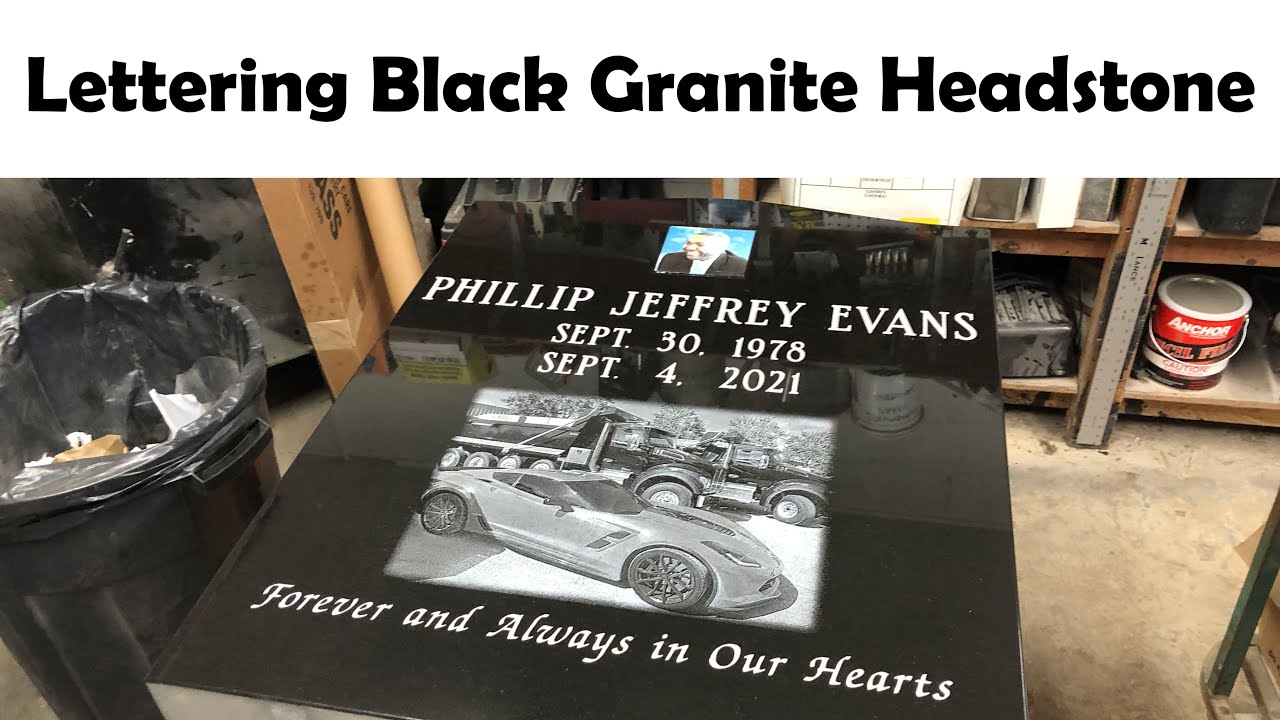 Lettering a Black Granite Headstone Time-Lapse - YouTube