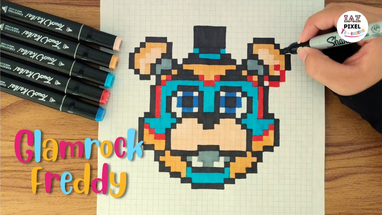 Como dibujar a GLAMROCK FREDDY de FNAF en PIXEL ART – Tutorial paso a paso - YouTube