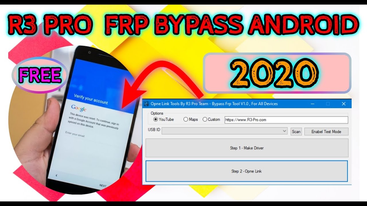 R3 PRO tool Bypass FRP tool all android device 2020 أداة تخطي حساب جوجل ...