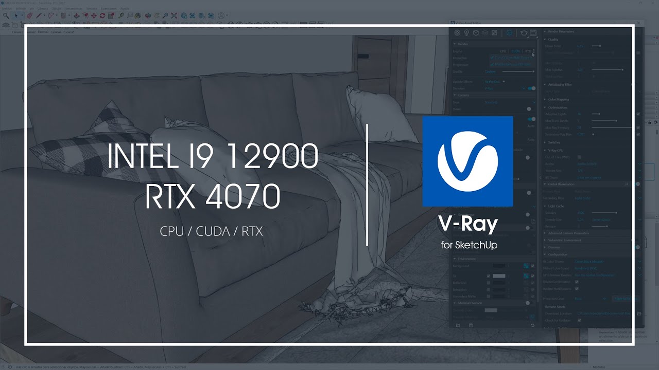 Render Sketchup V-Ray RTX / CPU / CUDA - Intel i9 12900, RTX 4070 12GB ...