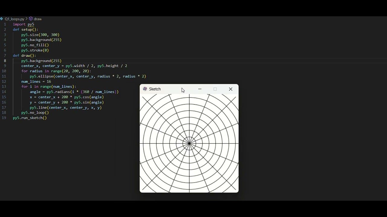Answer to the Question : Loops: Create a static visual pattern using ...