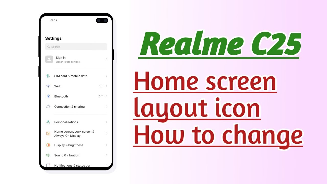 Realme C25 , Home screen layout icon How to change - YouTube