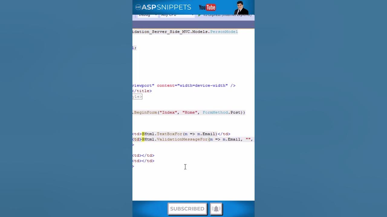 Server Side Email Validation In Aspnet Mvc Youtube