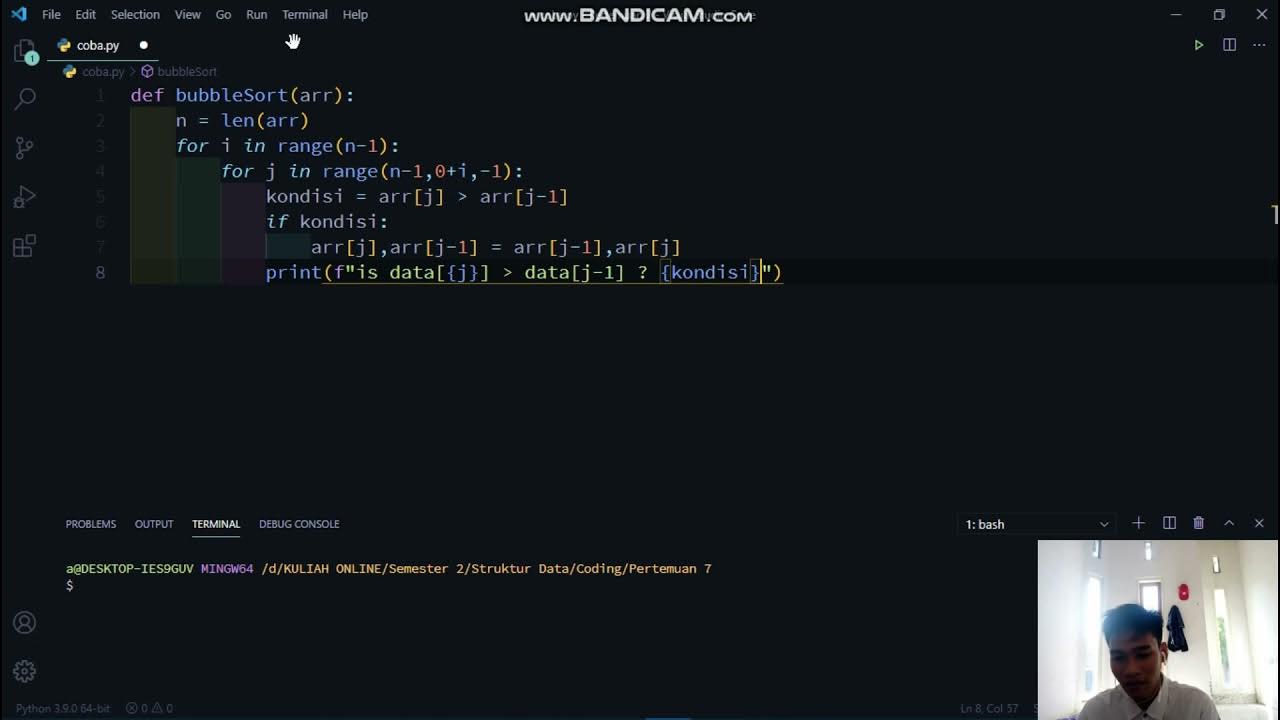 Bubble Sort Descending Perbandingan dari Index Terakhir (Python) - YouTube