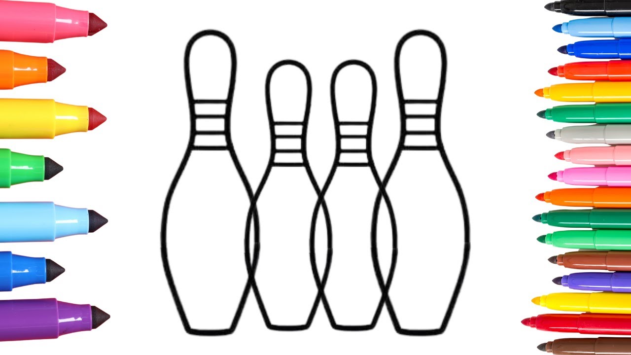How To Draw Bowling Pin Drawing, Painting & Coloring For Kids and ...
