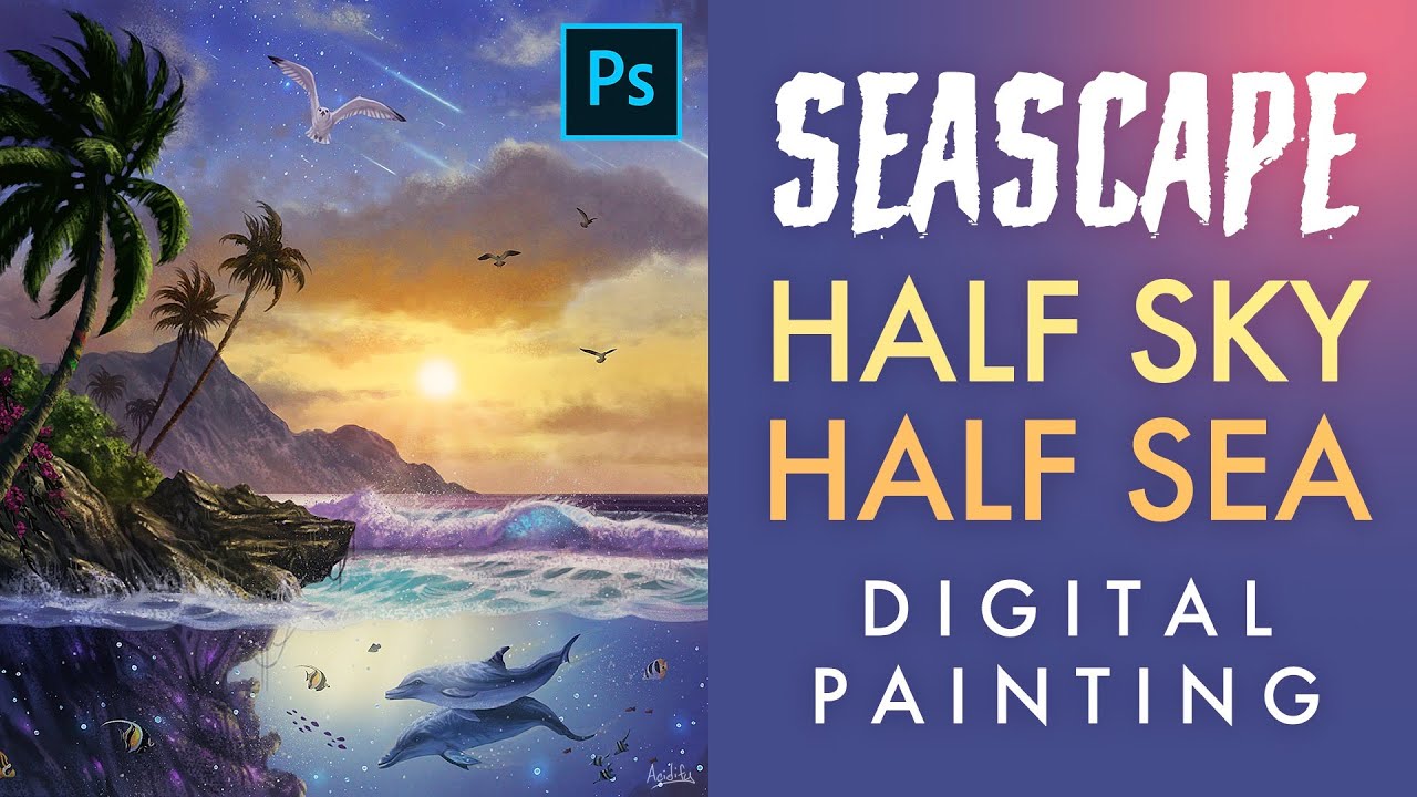 Tropical Underwater Seascape Digital Painting / Seascape Speed Drawing ...