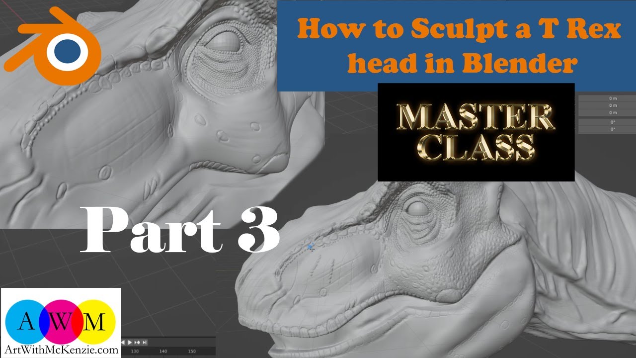 How to sculpt a T Rex head in Blender - Master Class Pt 3 - YouTube