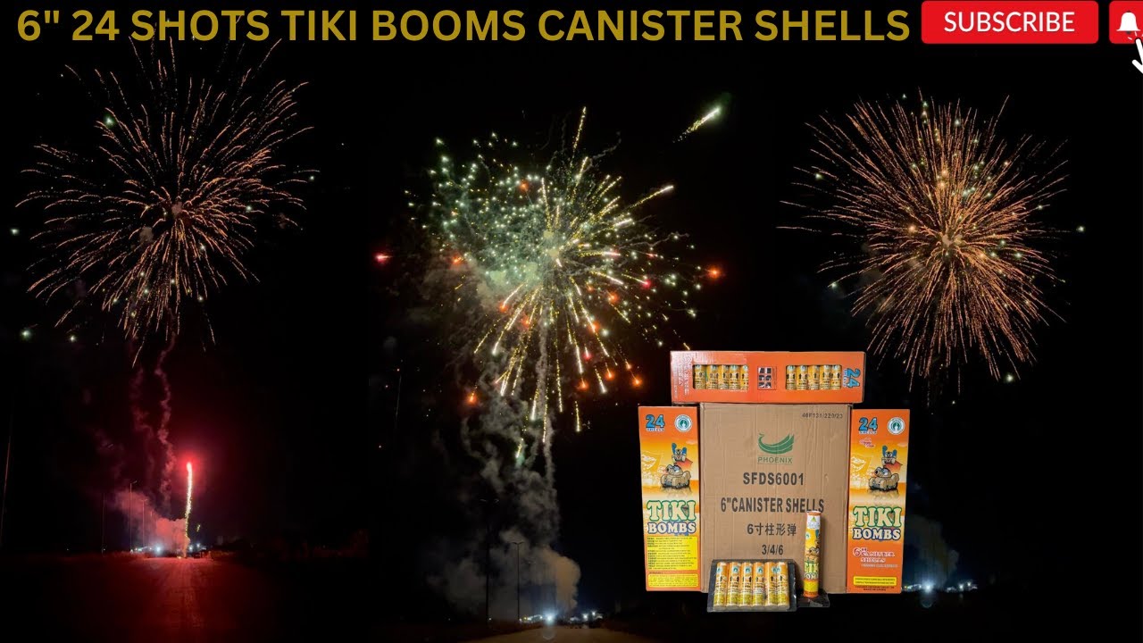 6" 24 SHOTS TIKI BOOMS CANISTER SHELLS FIREWORKS 2024 | SFDS6001 - YouTube