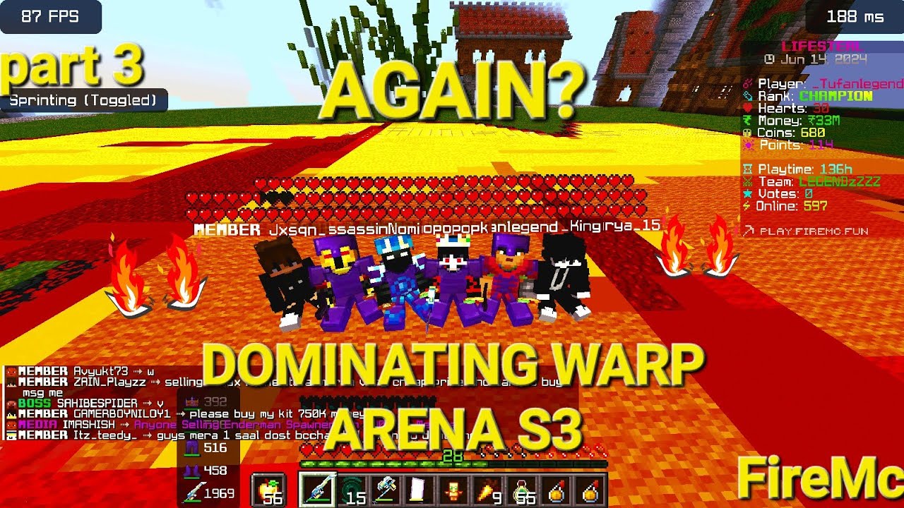 Dominating Warp arena in Firemc || In Season 3 l| @PSD1 server || part ...