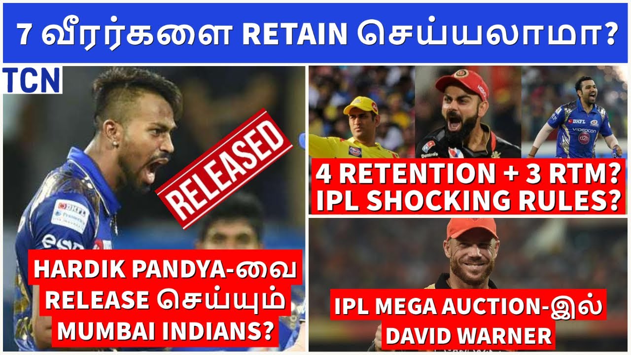 IPL 2022 Mega auction retention rules | MI to release hardik? | IPL ...