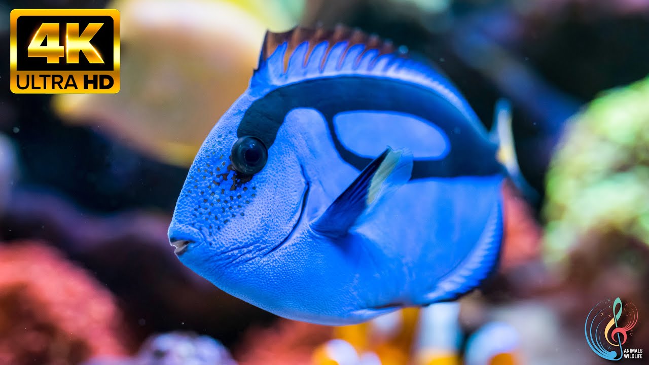 🔴Aquarium 4K VIDEO (ULTRA HD) 🐠 Beautiful Relaxing Coral Reef Fish ...