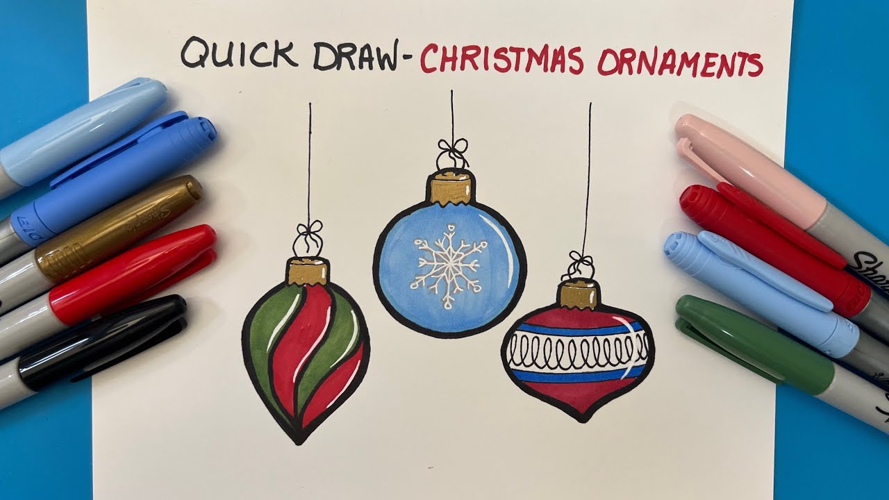 Quick Draws for Kids - How to Draw Christmas Ornaments (Easy) - YouTube