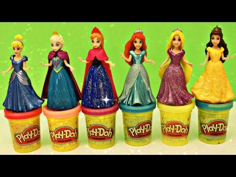 Play Doh Sparkle Princess Disney Frozen Elsa Anna Ariel MagiClip Glitter Glider Magic Clip Dolls