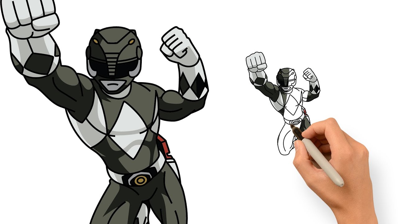 Learn How to Draw the (MMPR) Mighty Morphin Black Power Ranger - YouTube