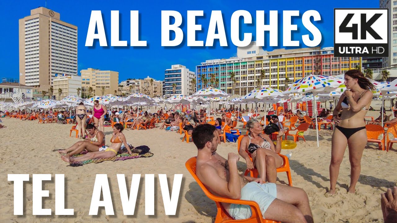 Walking ALL the beaches of TEL AVIV, Israel | 4K 60 FPS UHD Relaxing Virtual Walk | חופי תל אביב ...