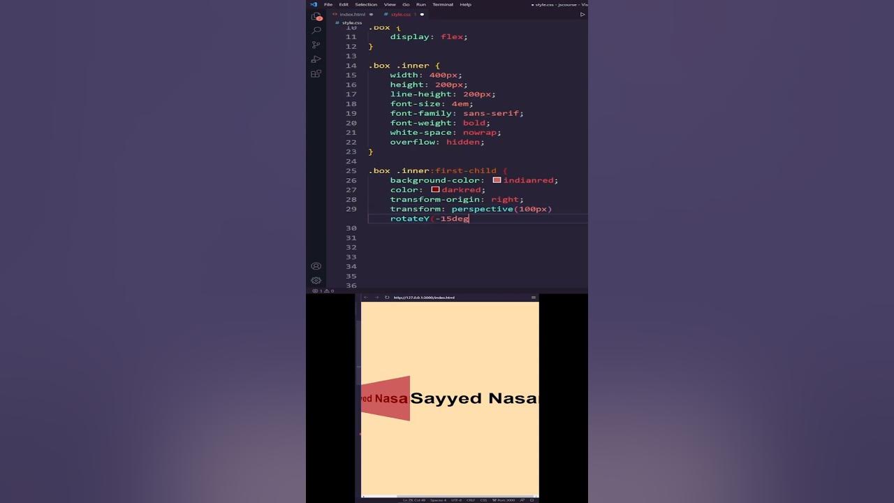 CSS 3D TEXT ANIMATION HTML #shorts - YouTube