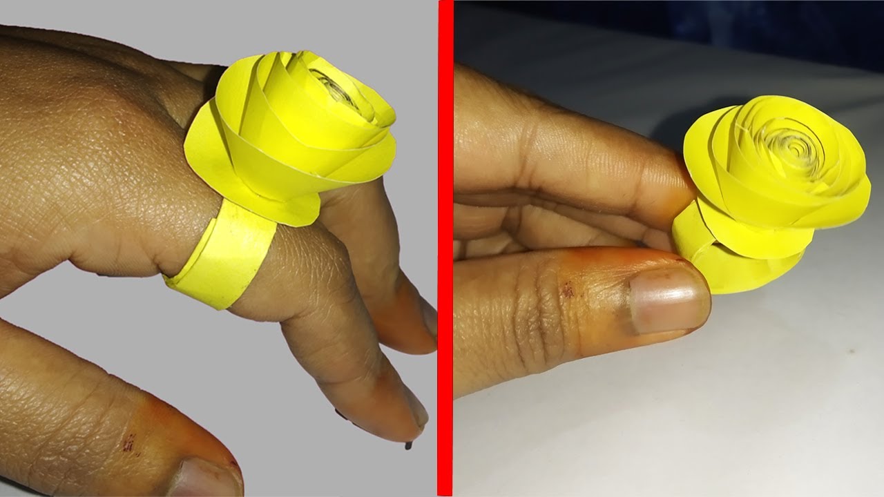 How to make beautiful Rose Ring | Easy Paper Ring | Rose paper ring ...