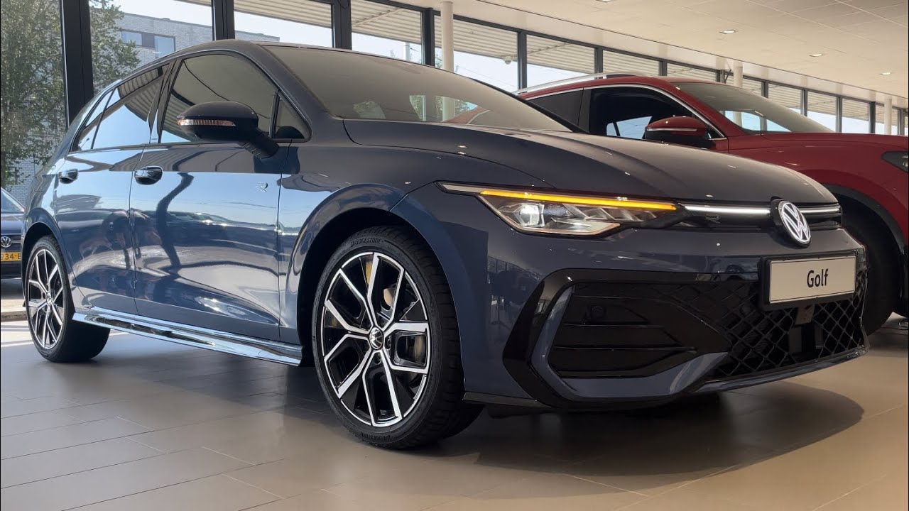 Volkswagen NEW Golf SEL R-Line 2024 in 4K Anemone Blue 18 inch `Leeds” walk around & detail ...