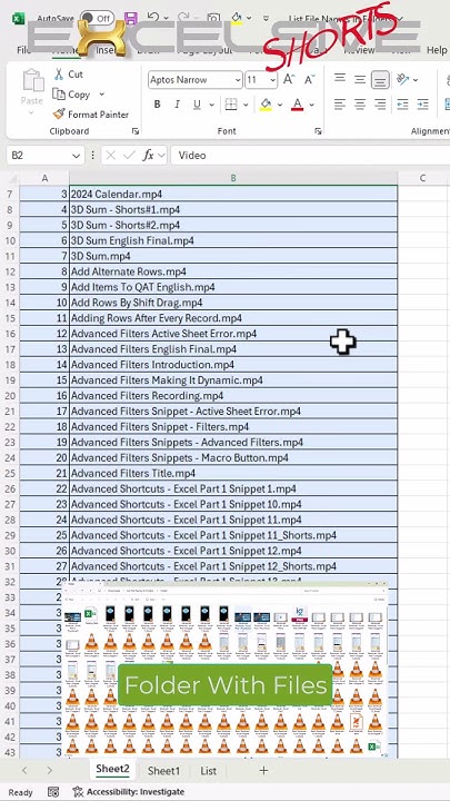 List Files in ANY Folder (Without VBA!) | #shorts #1 #exceltech #exceltips #exceltutorial - YouTube