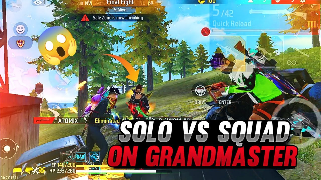 Solo vs squad in grandmaster master 😵 | Garena Free Fire Max ...