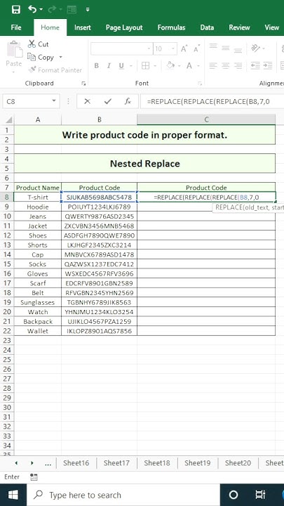 Nested Replace Formula in Excel | Excel Tips & Tricks | Excel Job Interview Questions - YouTube