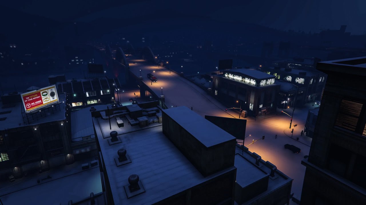 Ambient Winter City View | GTA V Los Santos (City Sounds | ASMR) - YouTube