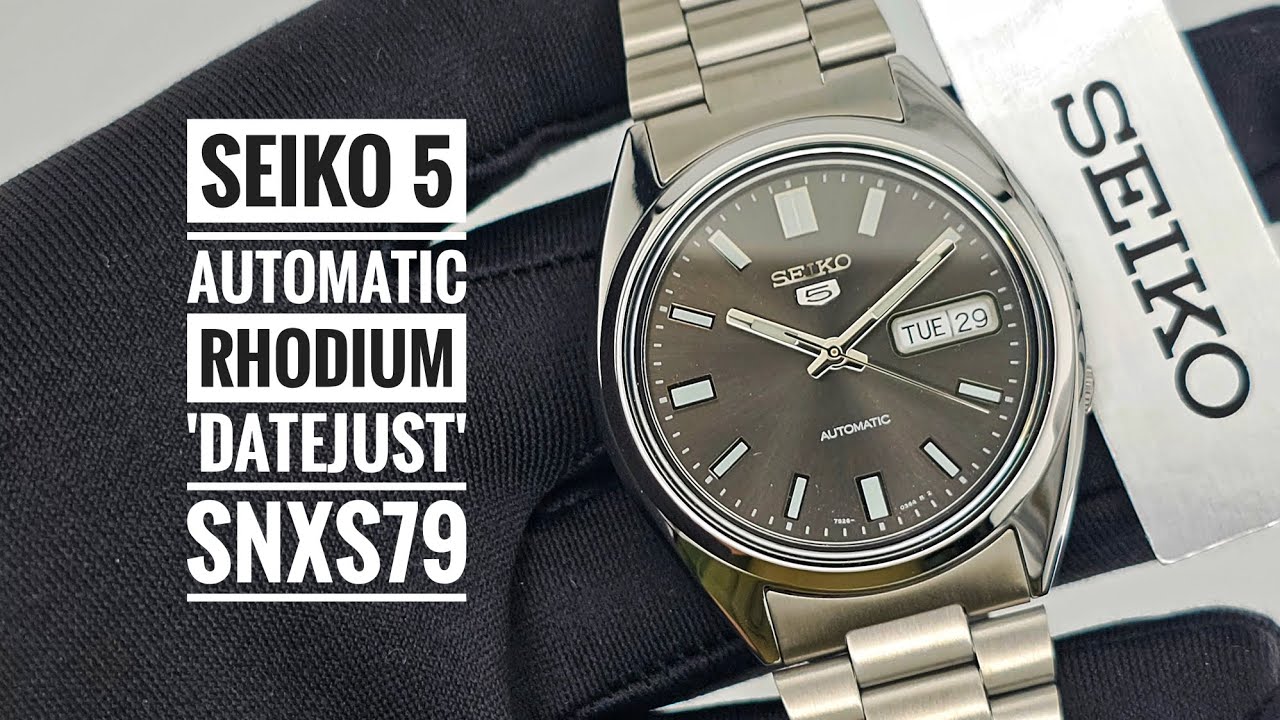 Seiko 5 Automatic Rhodium Dial 'Datejust' SNXS79 - YouTube