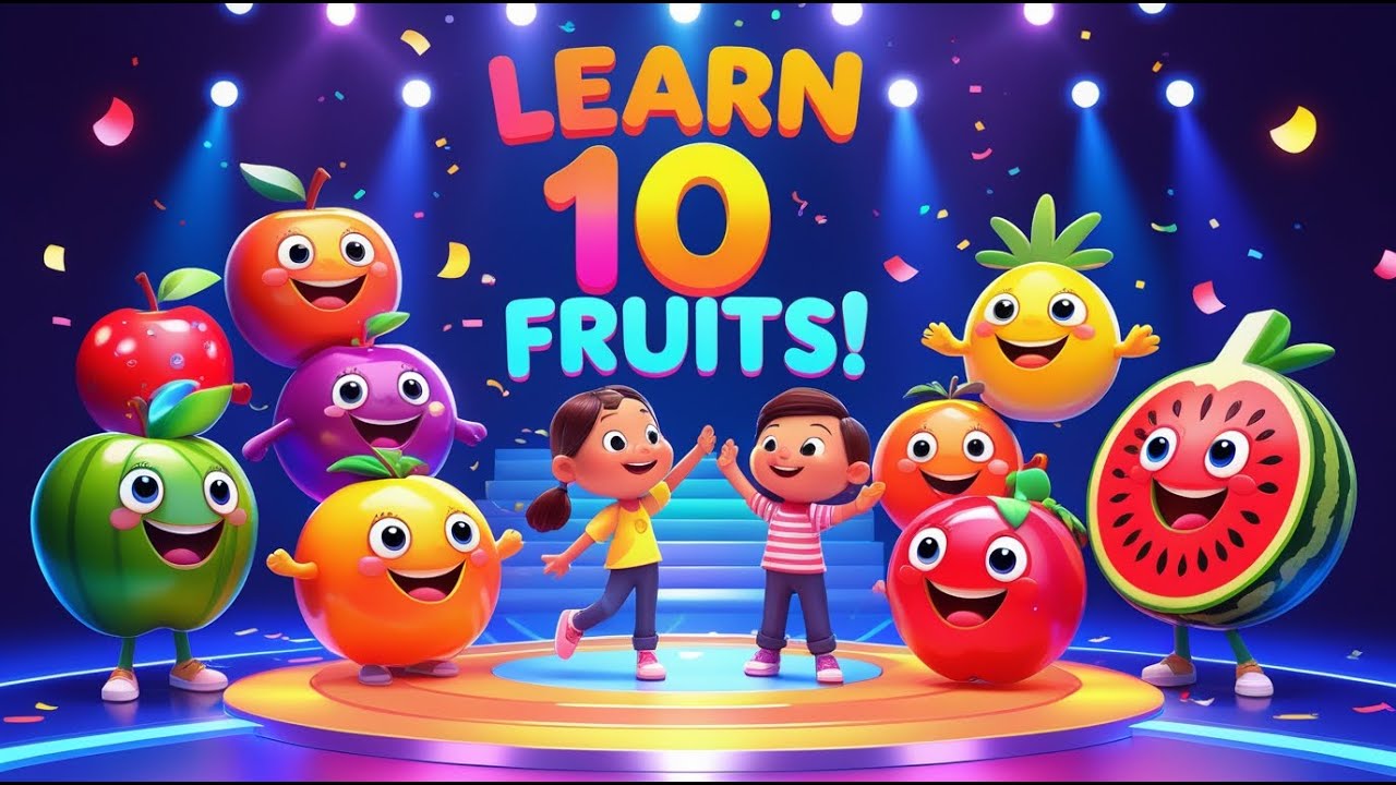 🎉 Fruit Dance Party! 🍎🍌🍇 | Learn 10 Fruits with Fun Kids Song & Dance ...
