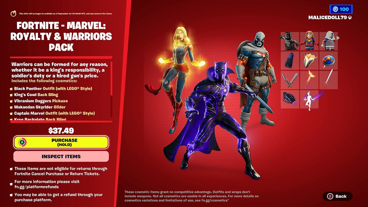 FORTNITE MARVEL ROYALTY AND WARRIORS PACK - YouTube