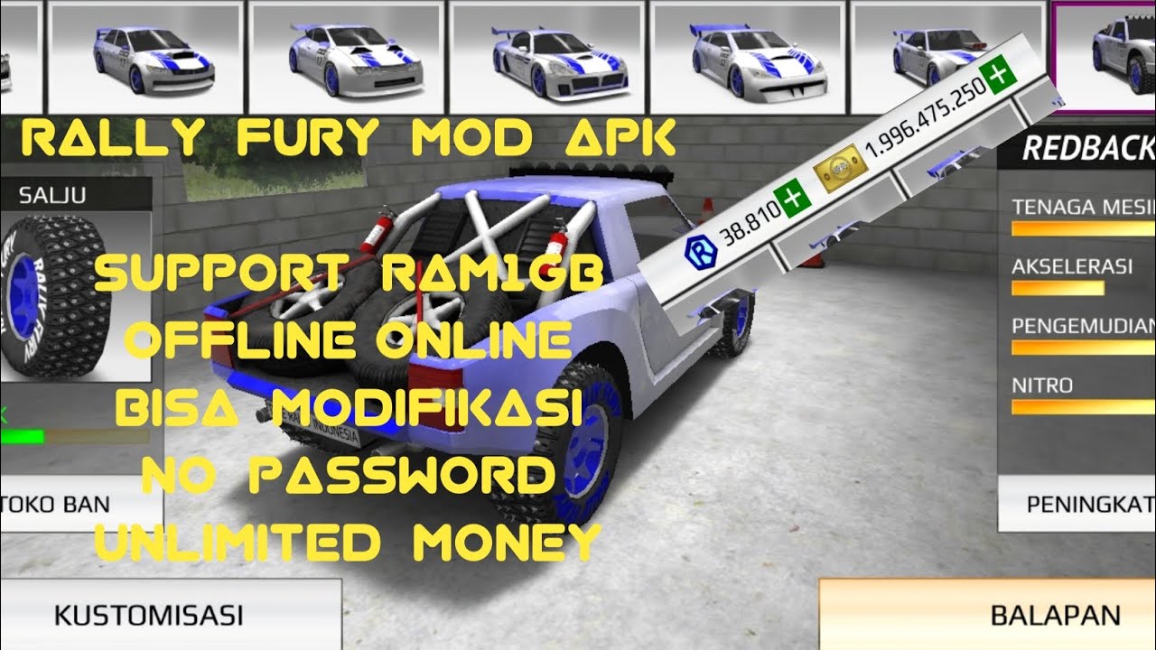 rally fury mod apk v1.69|no password|unlimited money|no bug|support ram ...