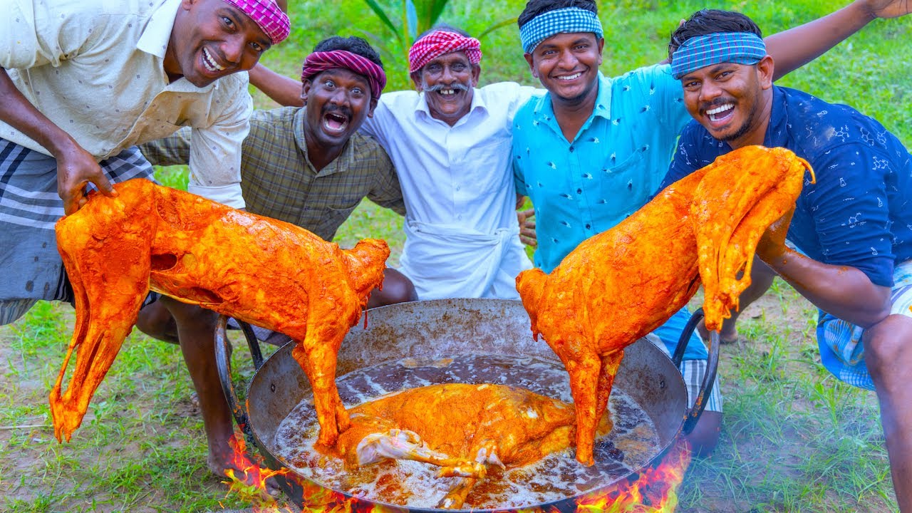 3 FULL GOAT FRY | Mutton Changezi Recipe Cooking In Village | Delicious ...