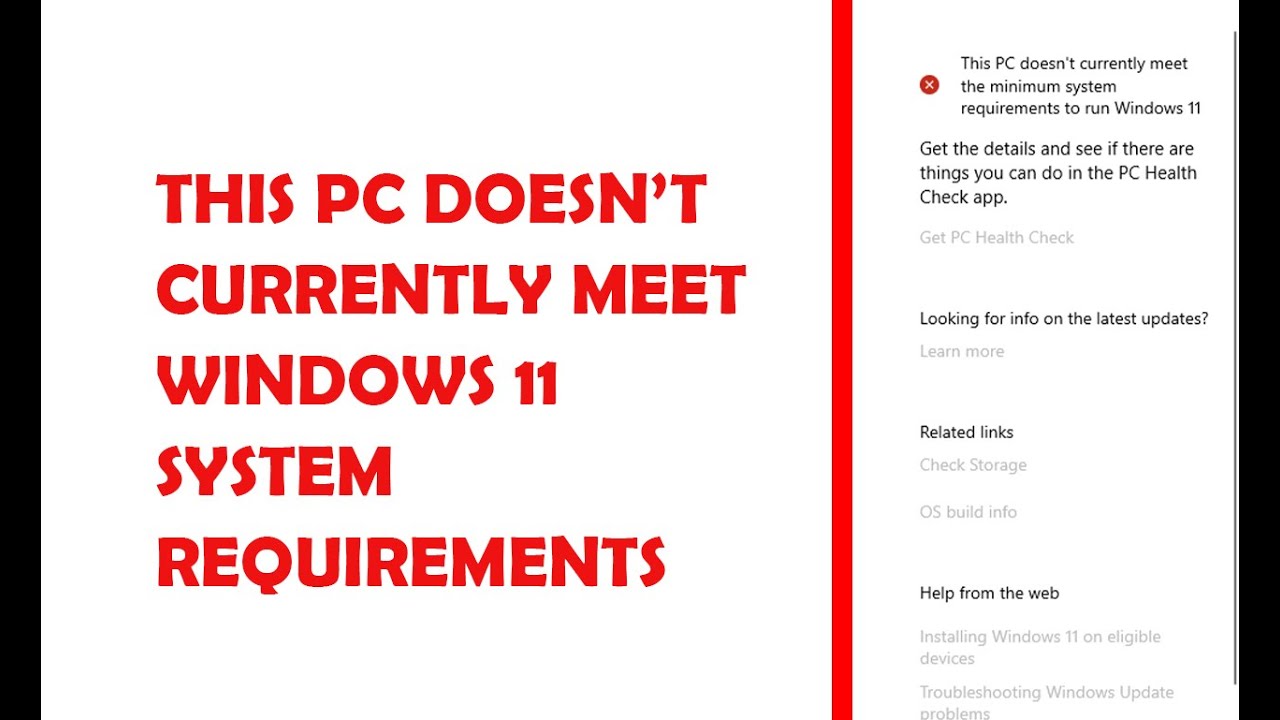 This PC Doesn’t Currently Meet Windows 11 System Requirements - Easy ...