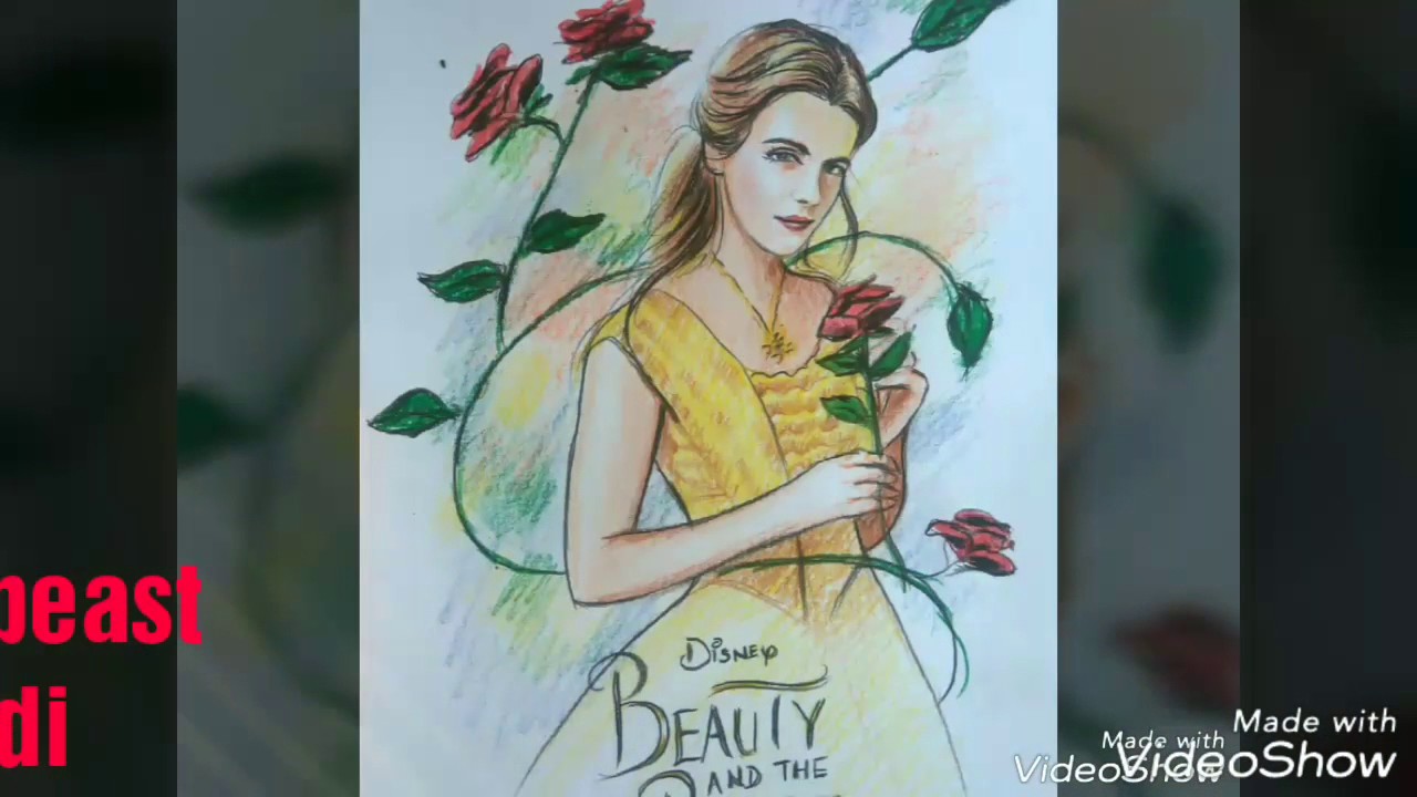 Drawing belle from beauty and the beast/timelaps by art teacher - YouTube