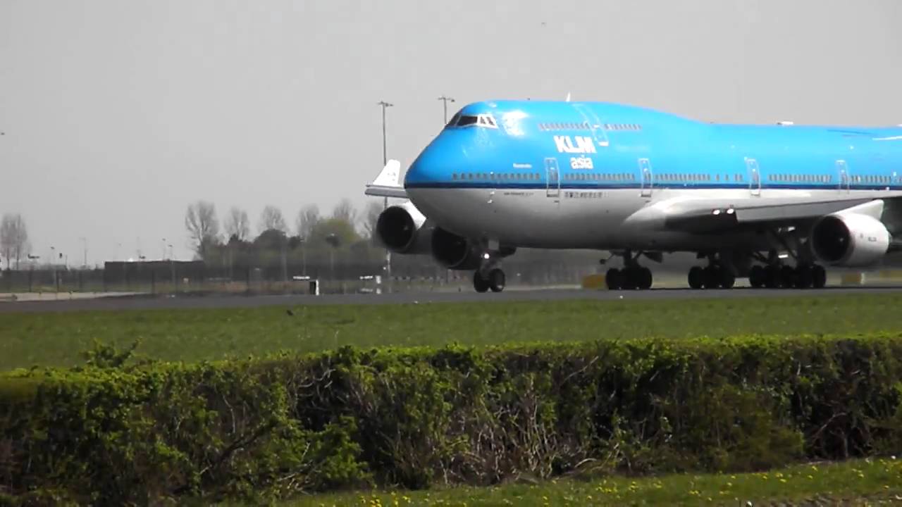 KLM Boeing 747 take off Amsterdam Schiphol - YouTube