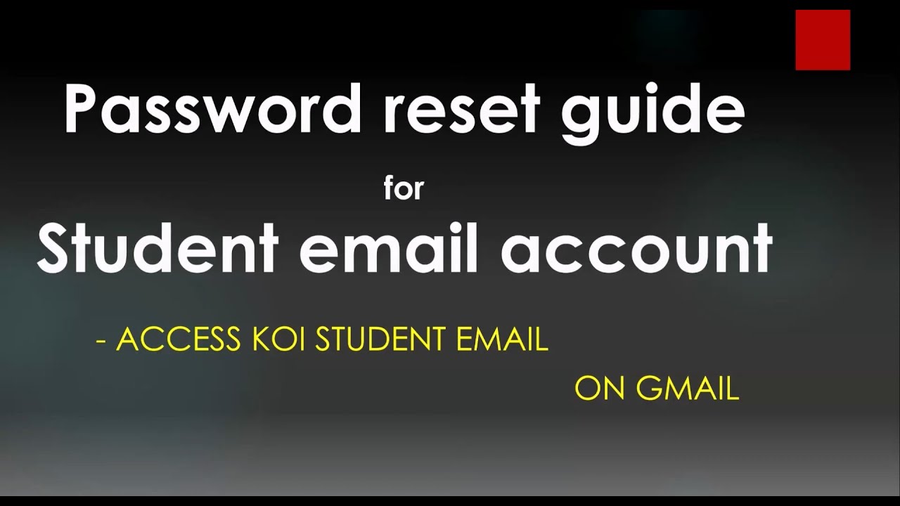 KOI Student email(gmail) password reset guide - YouTube