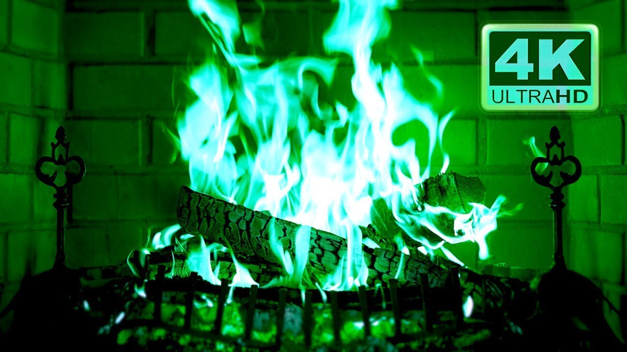 🔥 Green Fireplace 4K! Magic Fireplace with green flames - YouTube