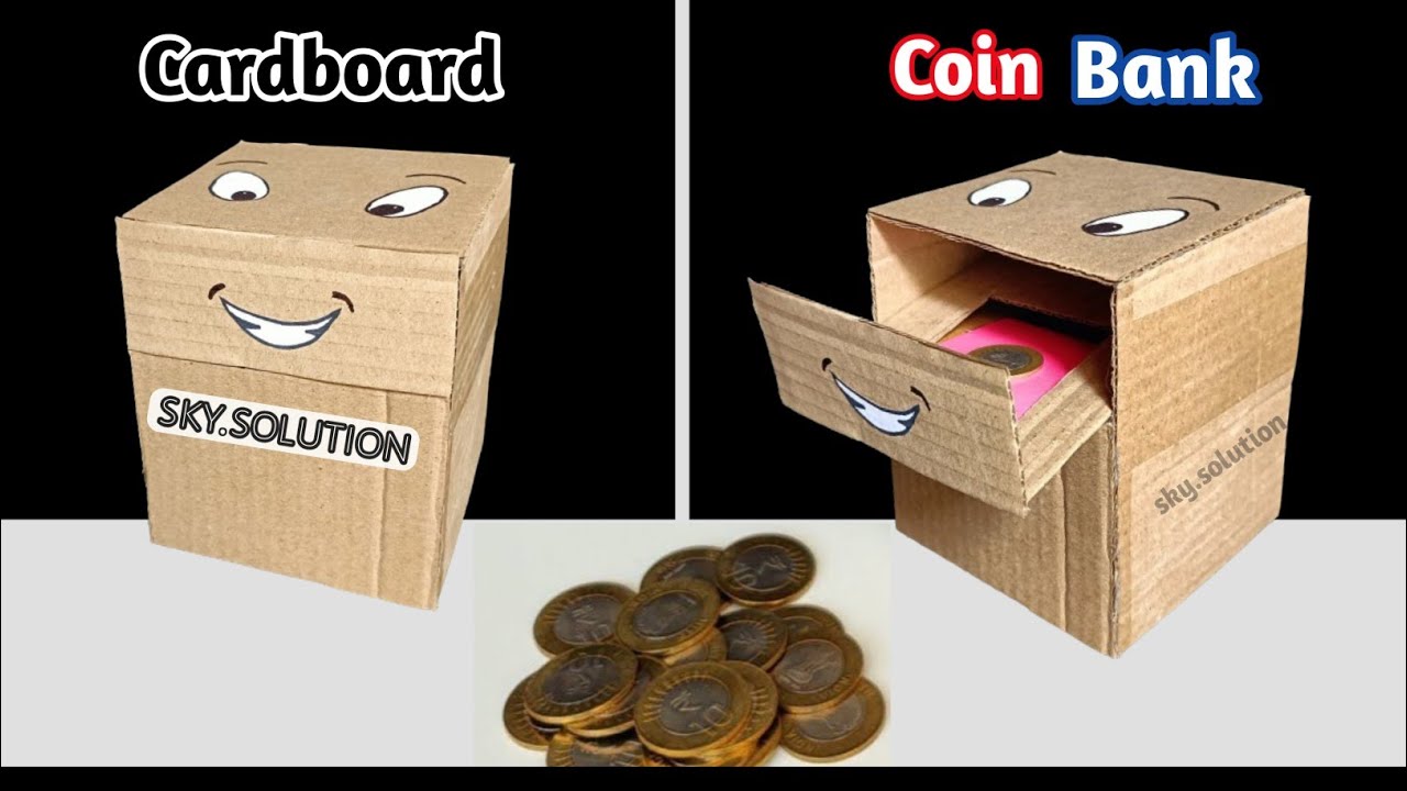 Coin bank from cardboard / How to make coin bank from cardboard / How ...