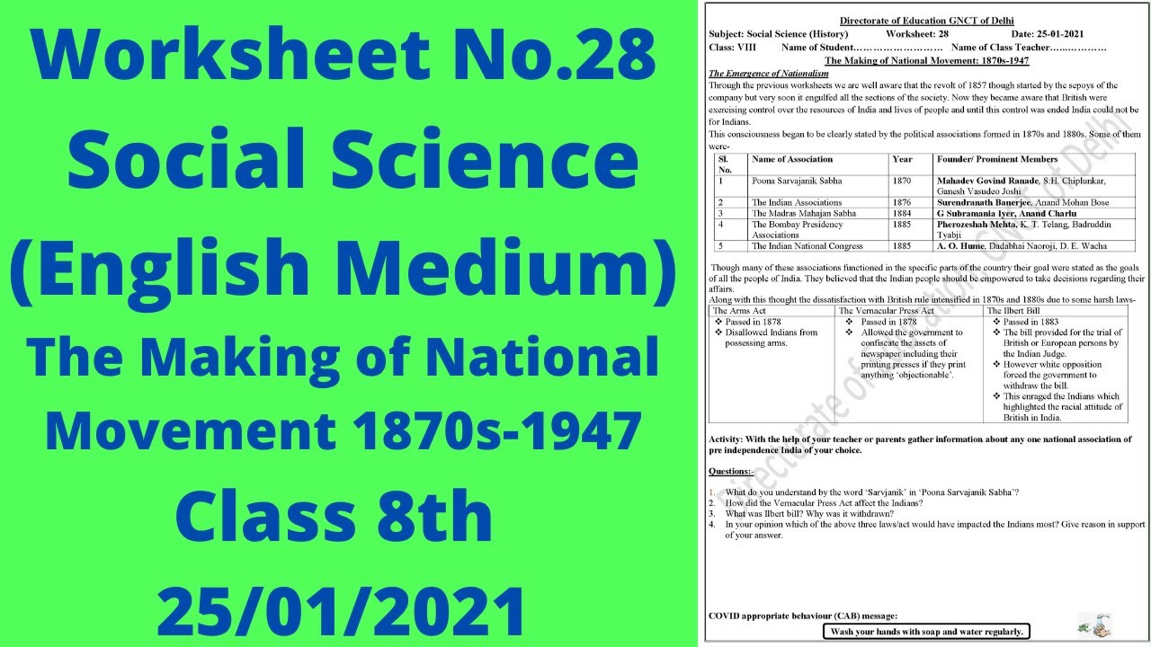 Worksheet 28 sst class 8(25/01/2021)English Med/worksheet 28 sst class ...