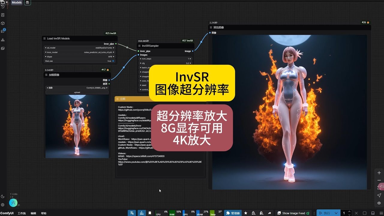InvSR图像超分辨率放大_8G显存可用_4K放大 - YouTube