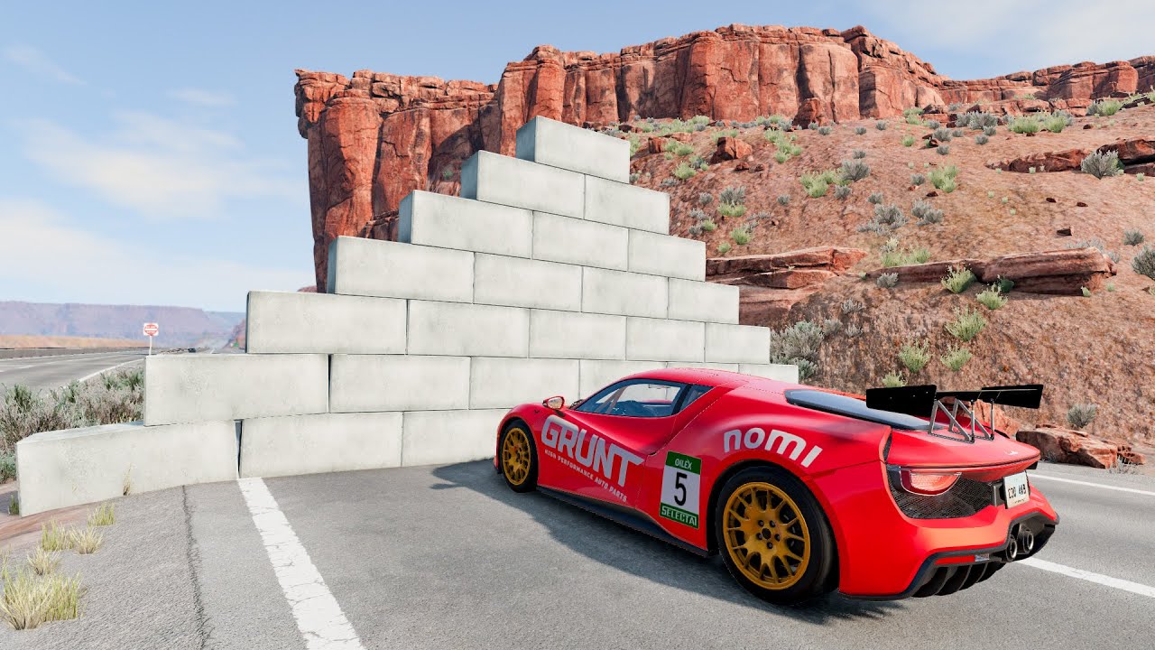 CARS VS WALL ! BeamNG Drive - YouTube